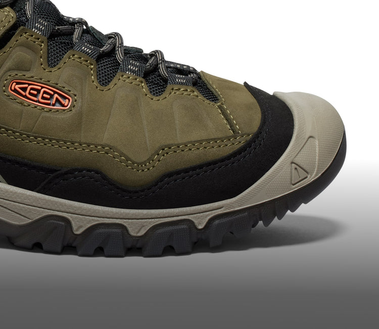 Men's Targhee IV Waterproof Dark Olive/Gold Flame Leather Hiking Shoe ...